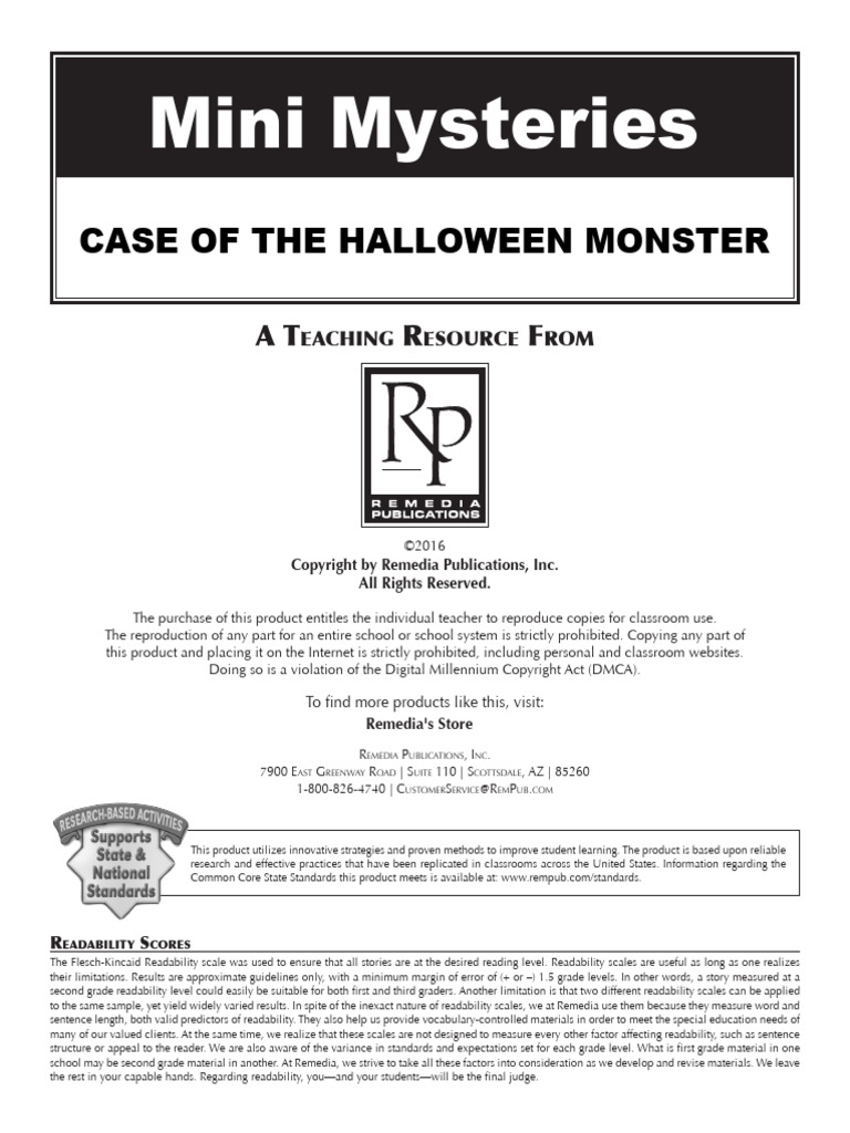 Mini Mysteries: Case of The Halloween Monster | PDF