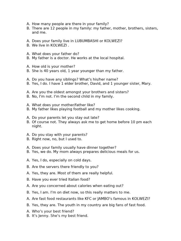 How Many People Are There in Your Family | PDF | Fast Food