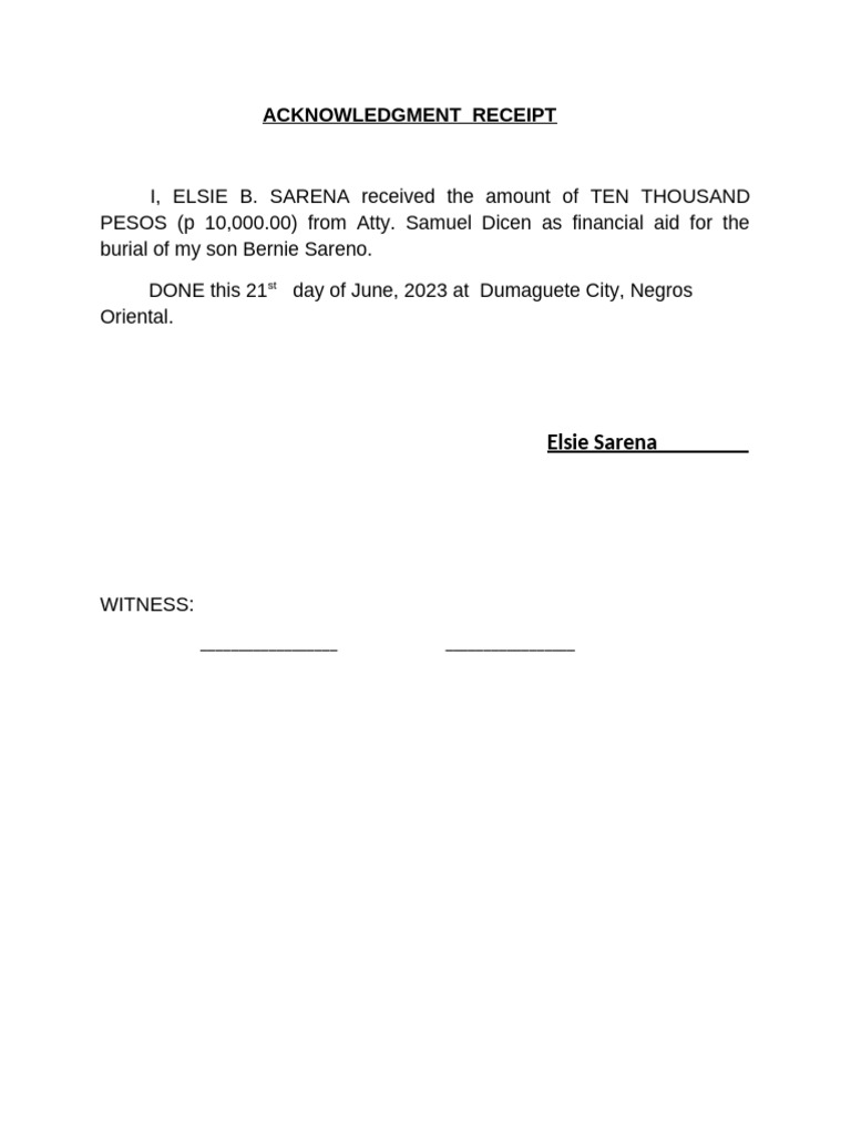 Acknowledgement Receipt | PDF