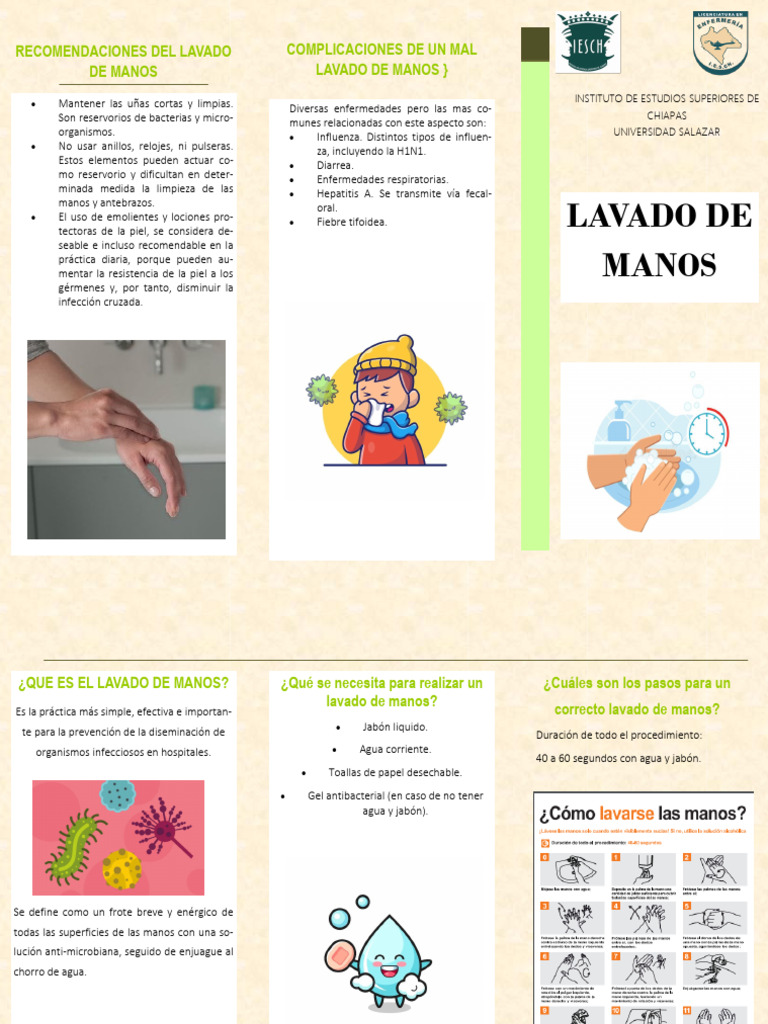 Lavado de Manos Triptico | PDF | Lavado de manos | Causas de la muerte