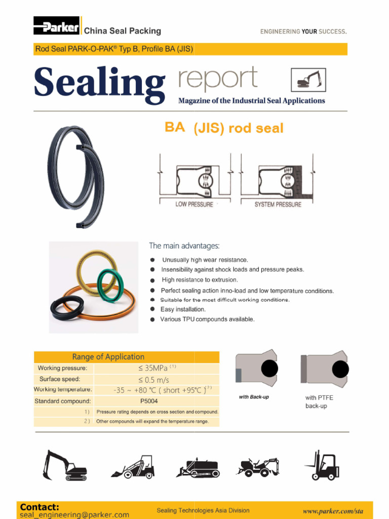 STA CSP Rod Seal Park O Pak Type B Profile BA JIS | PDF