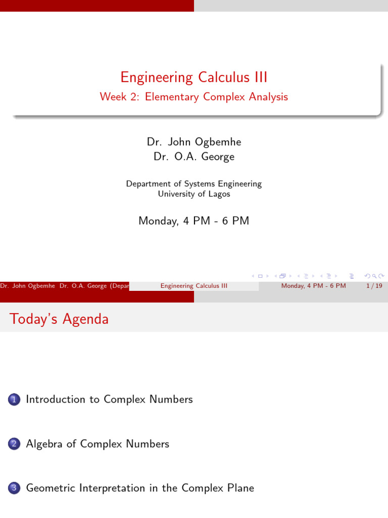 Geg 217 Week 2 Elementary Complex Analysis Revised 1 Pdf 1549
