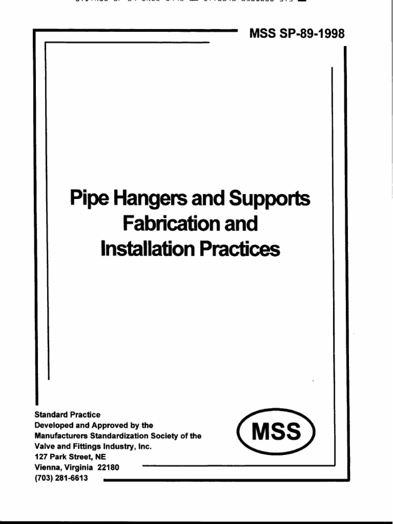 MSS SP 89 Pipe Hangers and Supports-Fabrication and Install | PDF