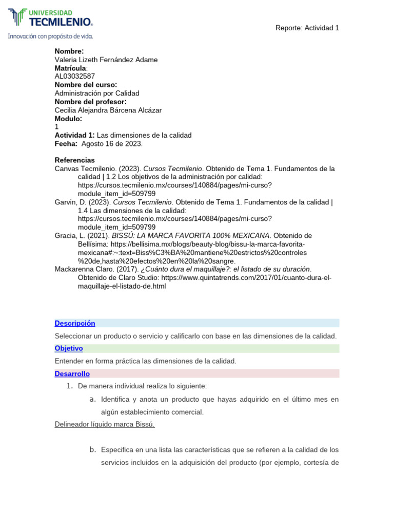 Administración Por Calidad - Actividad 1.valeria - Lizeth - Fernández ...