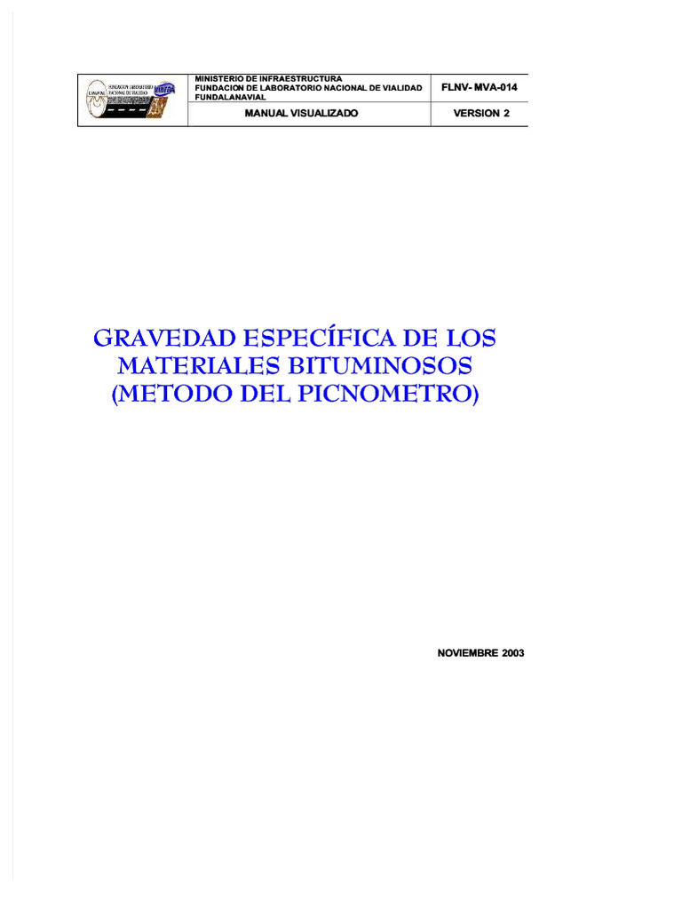 PDF Mva 014 Gravedad Especifico Astm d70 - Compress | PDF | Cantidades fisicas | Física Aplicada ...