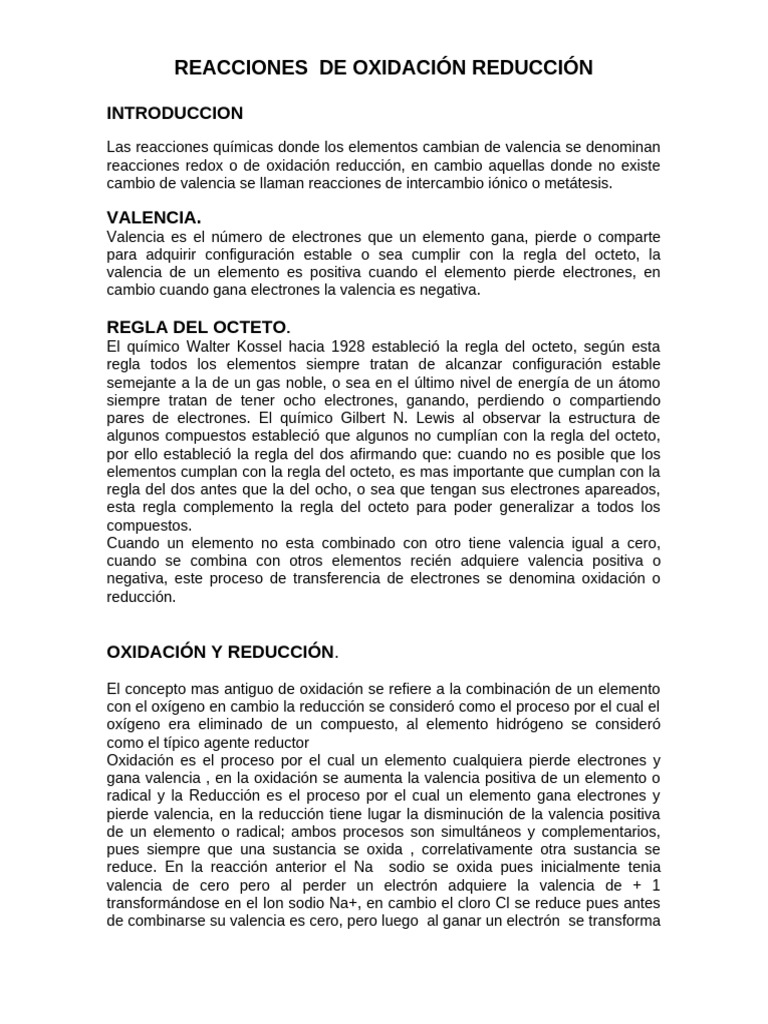 REACCIONES DE OXIDACIÓN REDUCCIÓN | PDF | Redox | Ion