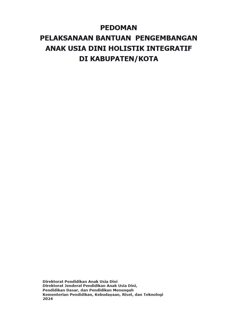 Pedoman Bantuan PAUD HI 2024 | PDF