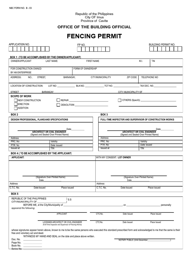 12 Fencing Permit (Front) | PDF