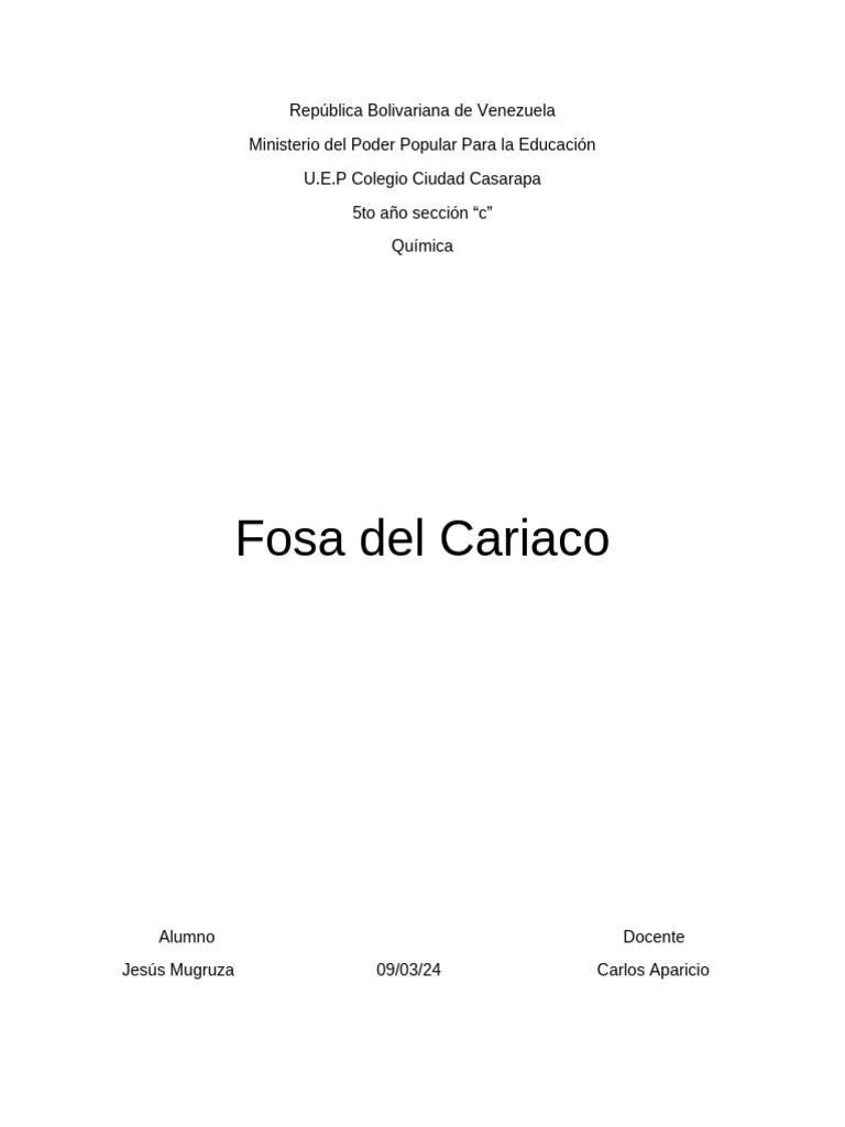 Fosa de Cariaco: Química y Ecosistema | PDF | Clima | Entorno natural