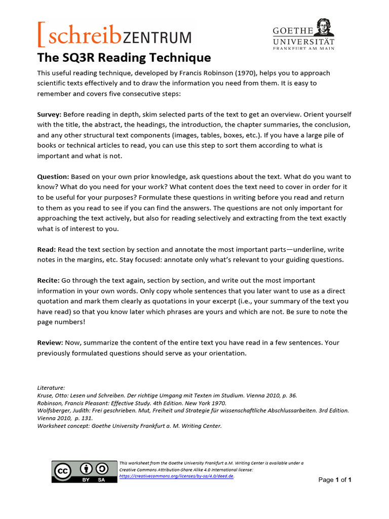 2 011 SQ3R Reading Technique Eng PDF | PDF | Human Communication | Cognitive Science