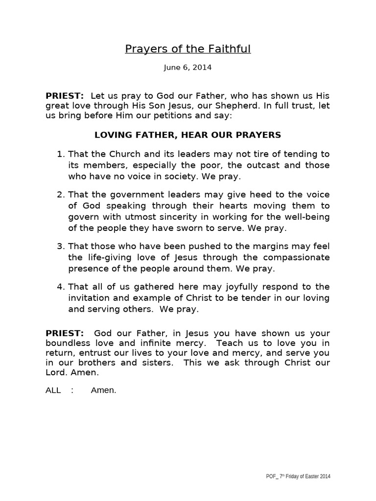 Prayers of the Faithful: June 2014 | PDF