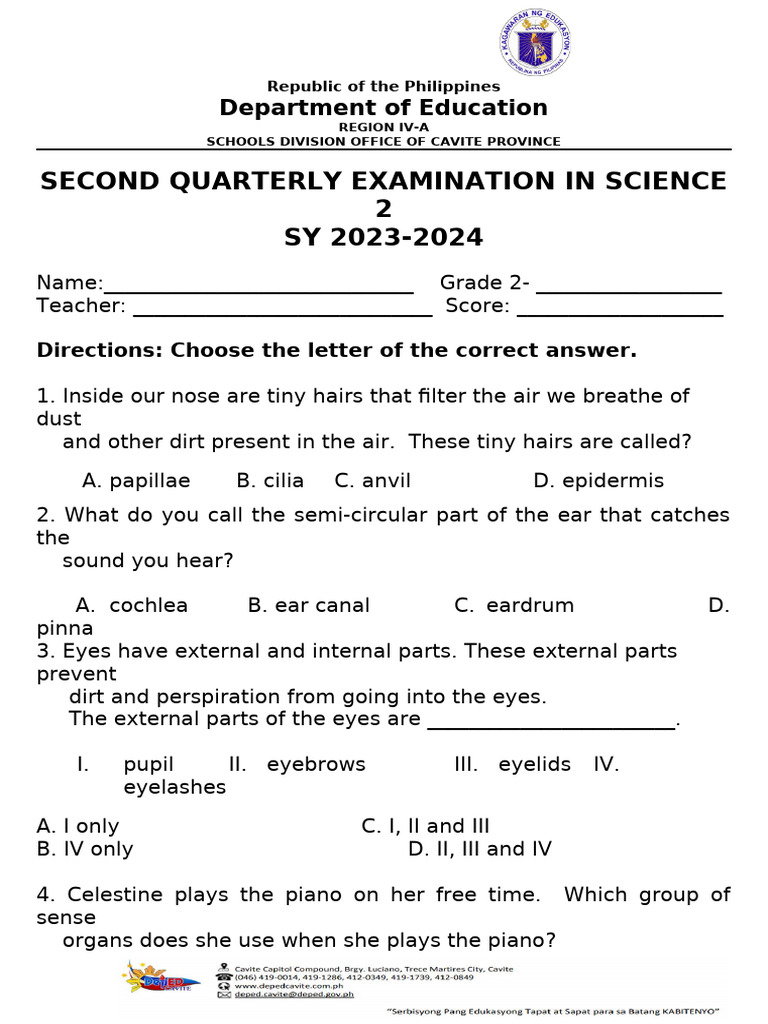 Science GR 2 Test Word 1 | PDF | Plants