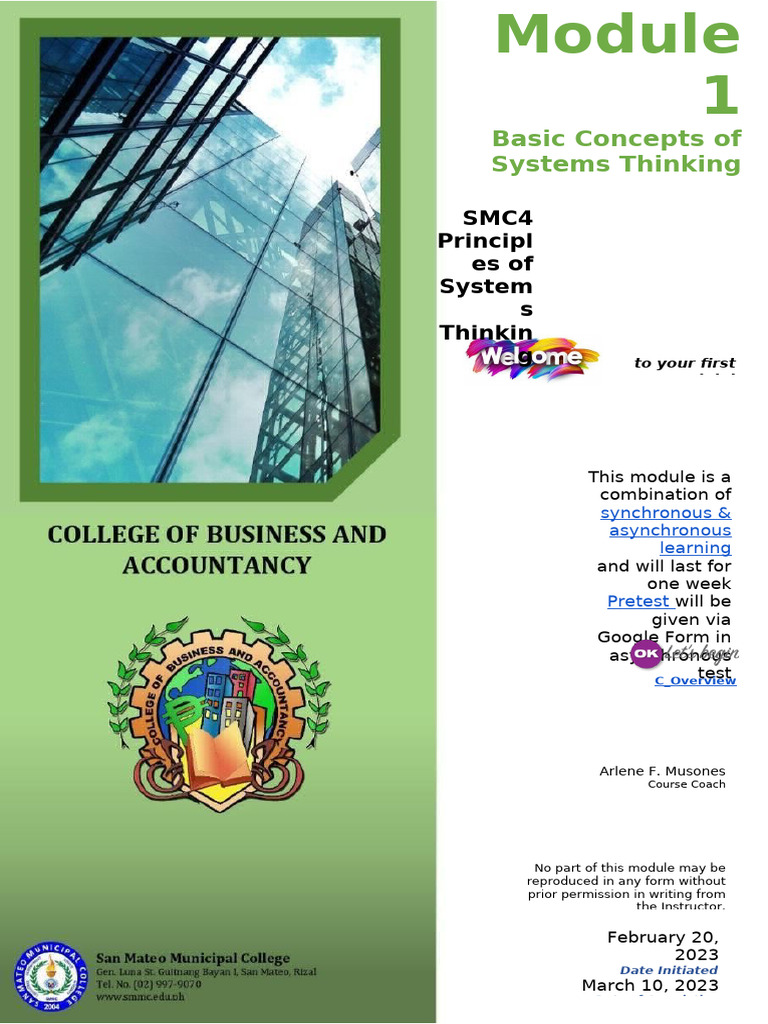 Module 1 Basic Concepts of Systems Thnking | PDF | Thought | System