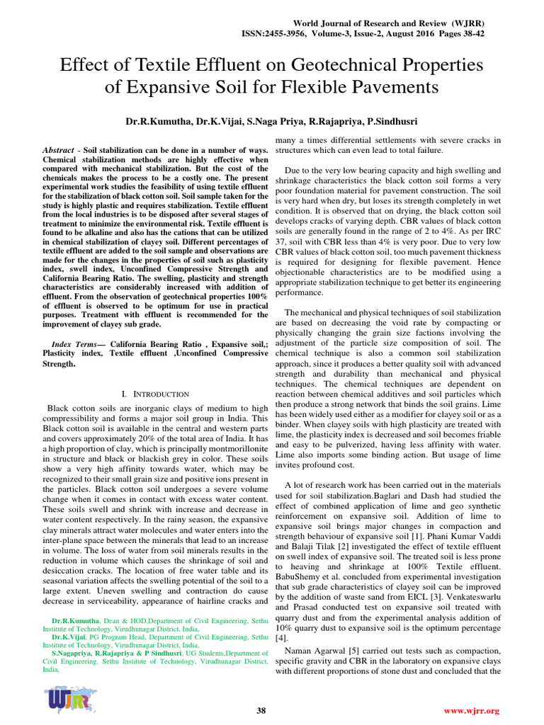Textile Effluent in Soil Stabilization | PDF | Soil | Materials