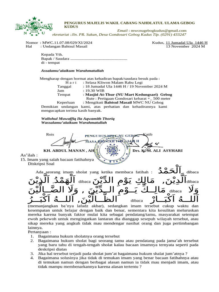 Undangan Bahtsu Di Kedungsari | PDF