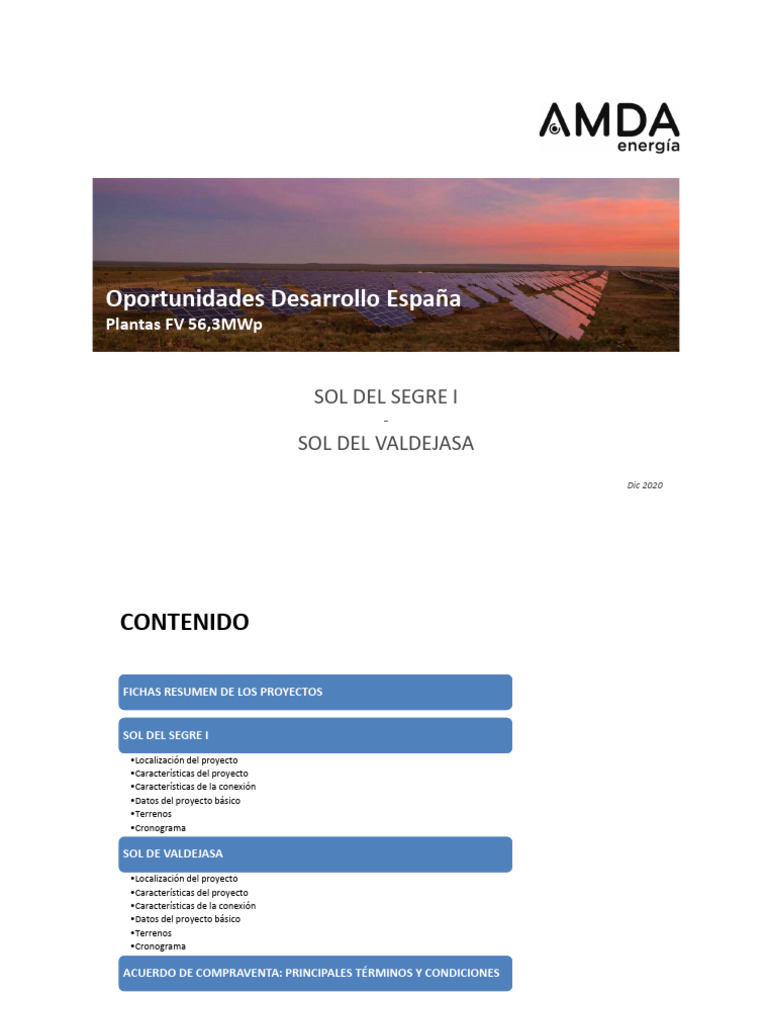 Presentación Portfolio FV AMDA | PDF | Fotovoltaica | Energia electrica