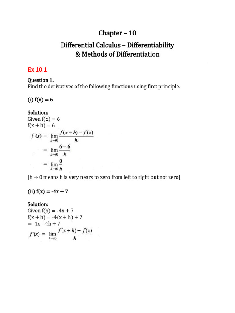11th Maths Chapter-10 EM | PDF | Derivative | Tangent