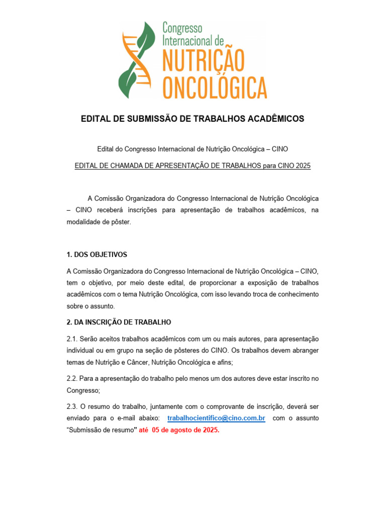 Submissão de Trabalhos para CINO 2025 | PDF | Cheque (banco)
