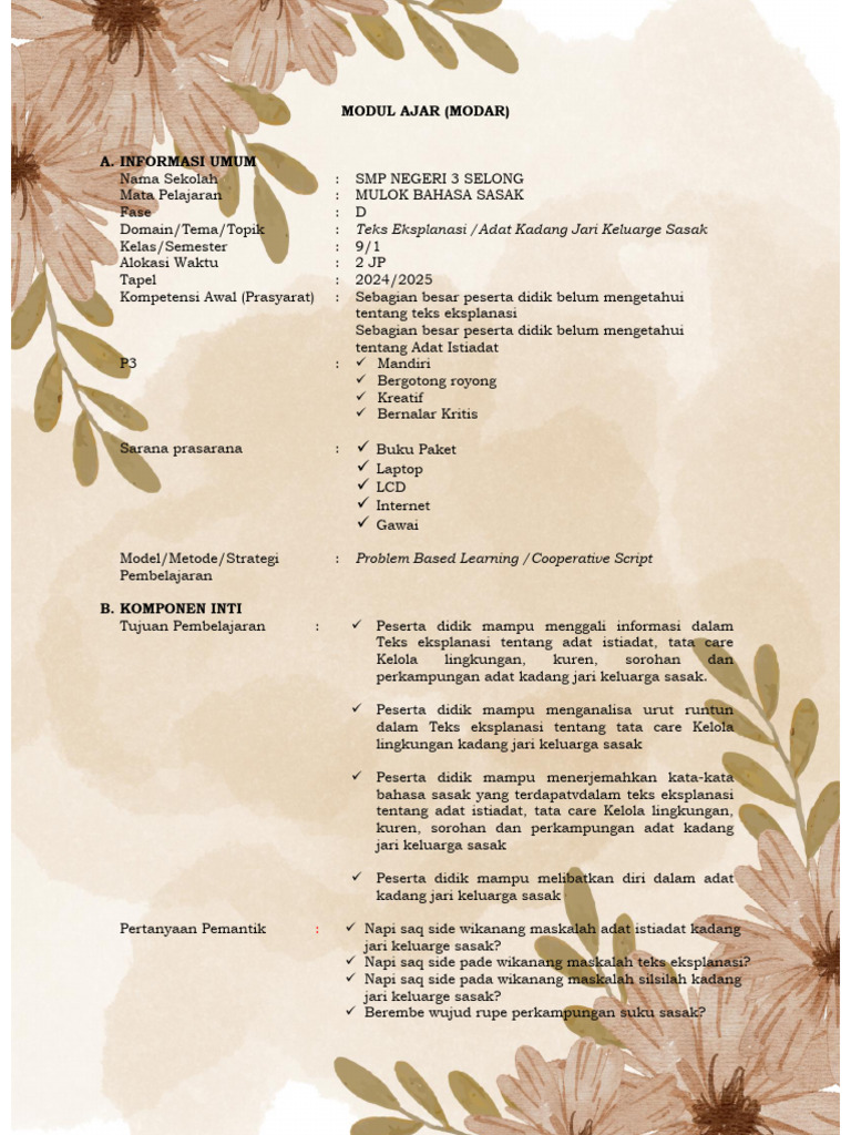 Modul Ajar Mulok | PDF