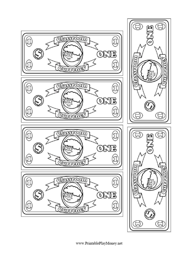 Main - Classroom Currency One Dollar Bill Template | PDF