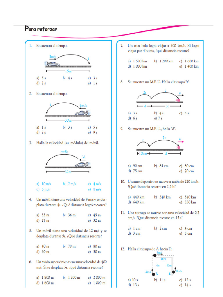 Ejercicios de Fìsica (MRU) | PDF
