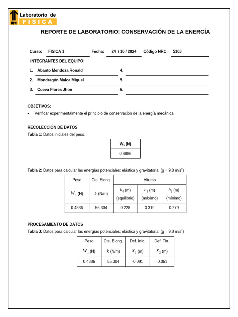 Reporte Lab Fisi1 s10 Cem 2024 | PDF | Física | Naturaleza