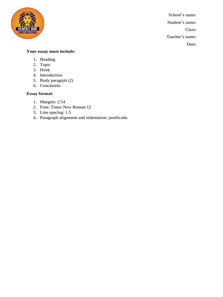 Essay Format Guidelines for Students | PDF