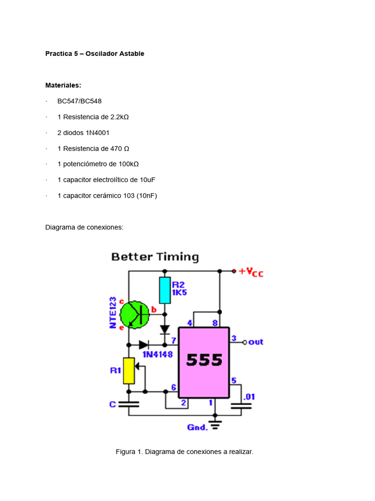 Practica 5 – Oscilador Astable | PDF