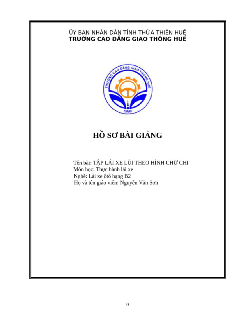 Giáo Án Lùi Xe Theo Hình CH Chi | PDF