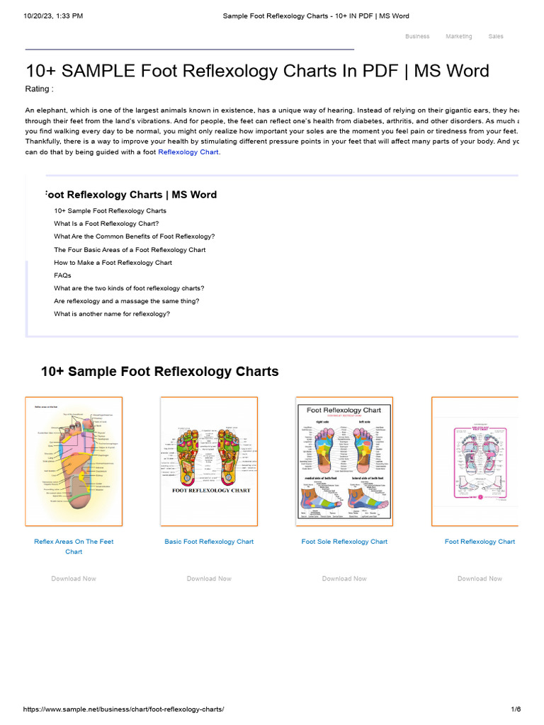 Sample Foot Reflexology Charts - 10+ IN PDF - MS Word | PDF ...