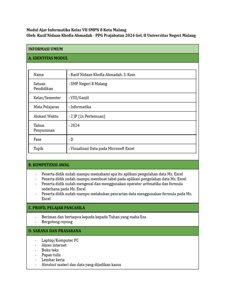 Modul Ajar - Visualisasi Data - Informatika VIII | PDF