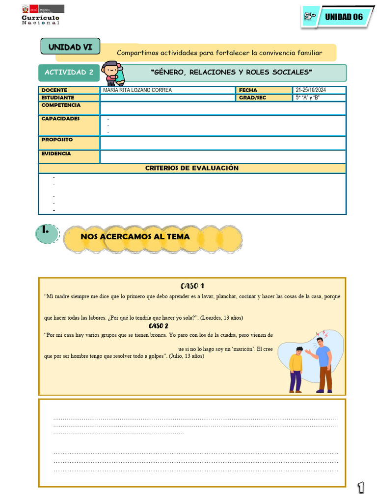 5° DPCC - Actv.02-Uni.6 (Oct) | PDF | Masculinidad | Género