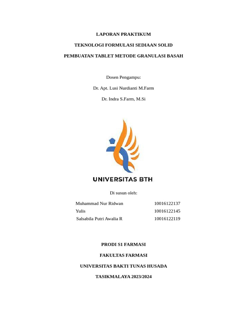 Formulasi Dan Evaluasi Tablet PCT Metode Granulasi Basah | PDF