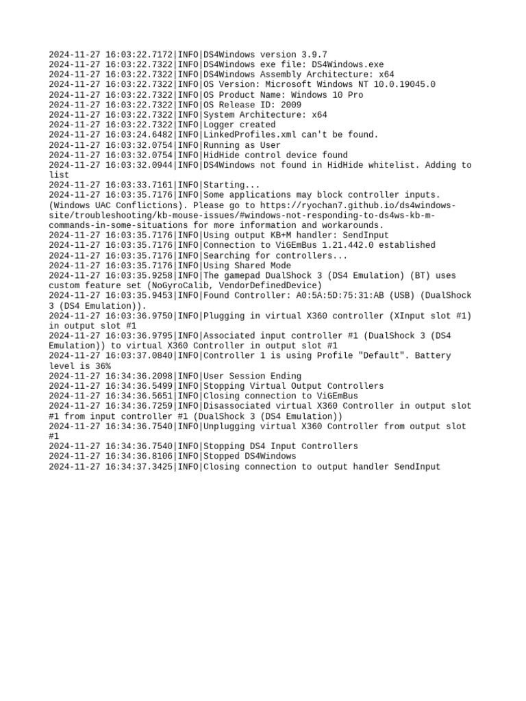 Ds4windows Log | PDF