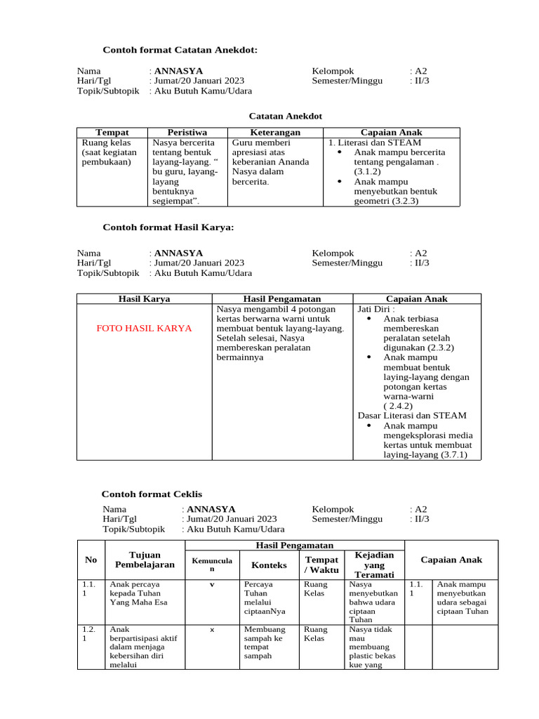 Draft Asesmen Intra | PDF