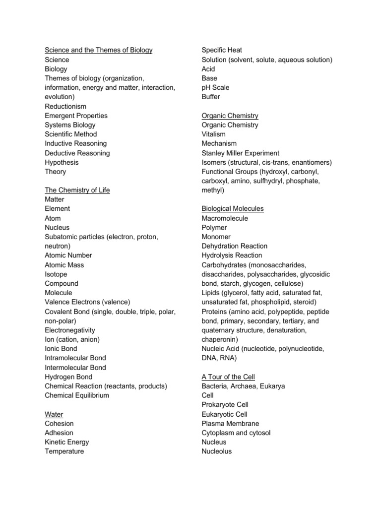 Key Concepts in Biology and Chemistry | PDF | Cell (Biology) | Biology