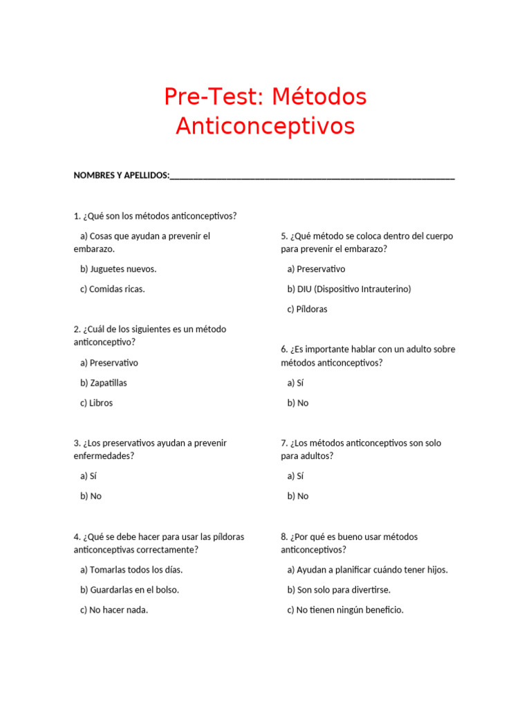 Pre y Post Test | PDF