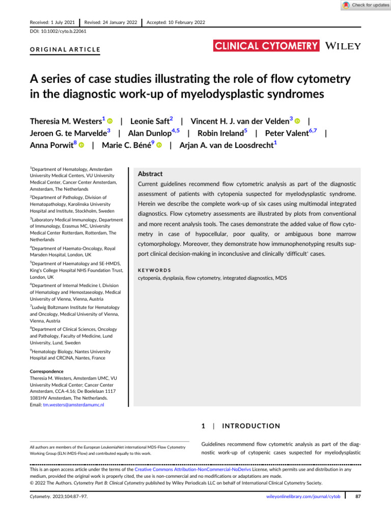Flow Cytometry in Myelodysplastic Syndromes | PDF | Blood | Cell Biology