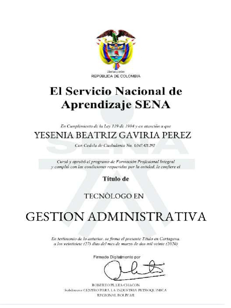 Certificado Sena | PDF