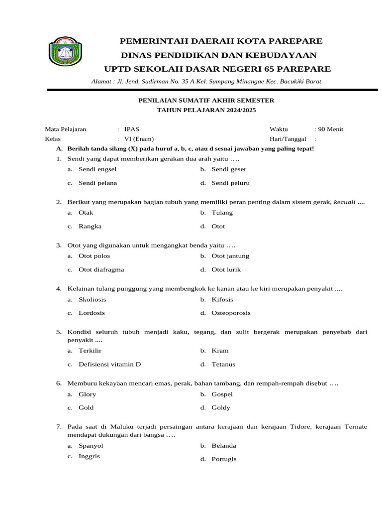 ACC Soal Asas Ganjil IPAS Kelas 6 | PDF