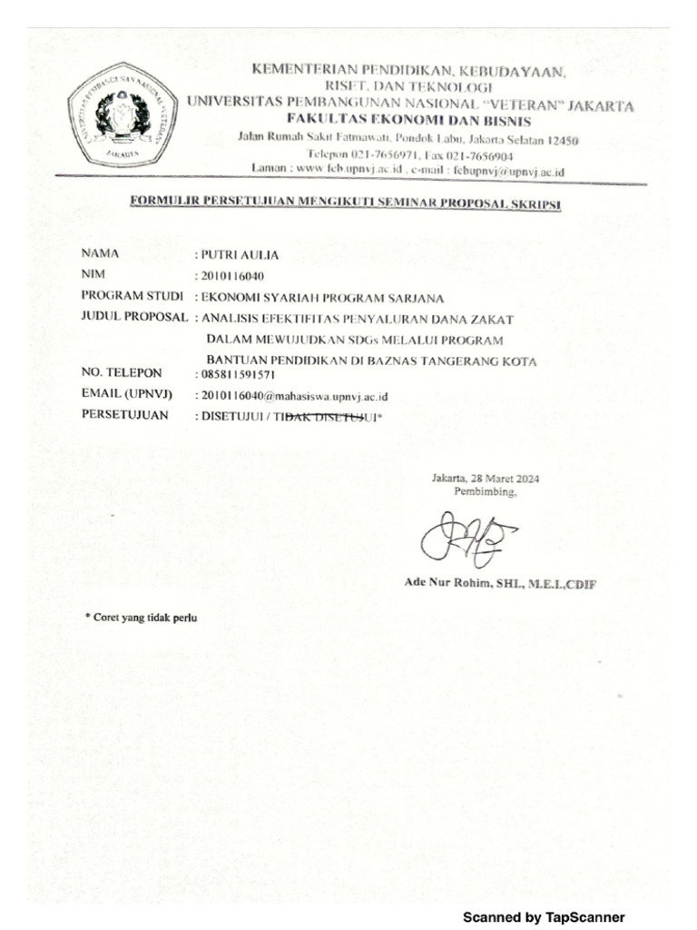 Persetujuan Sempro | PDF