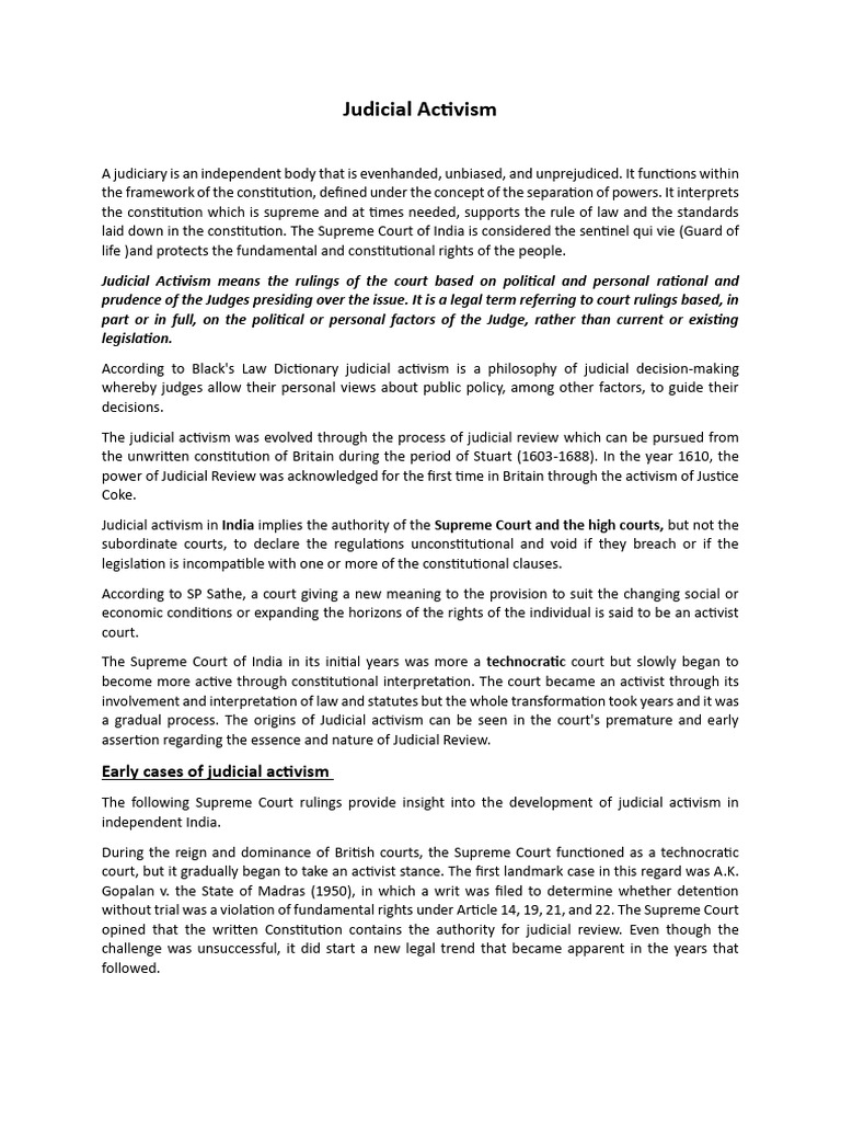 Judicial Activism | PDF | Supreme Court Of The United States | Judiciaries