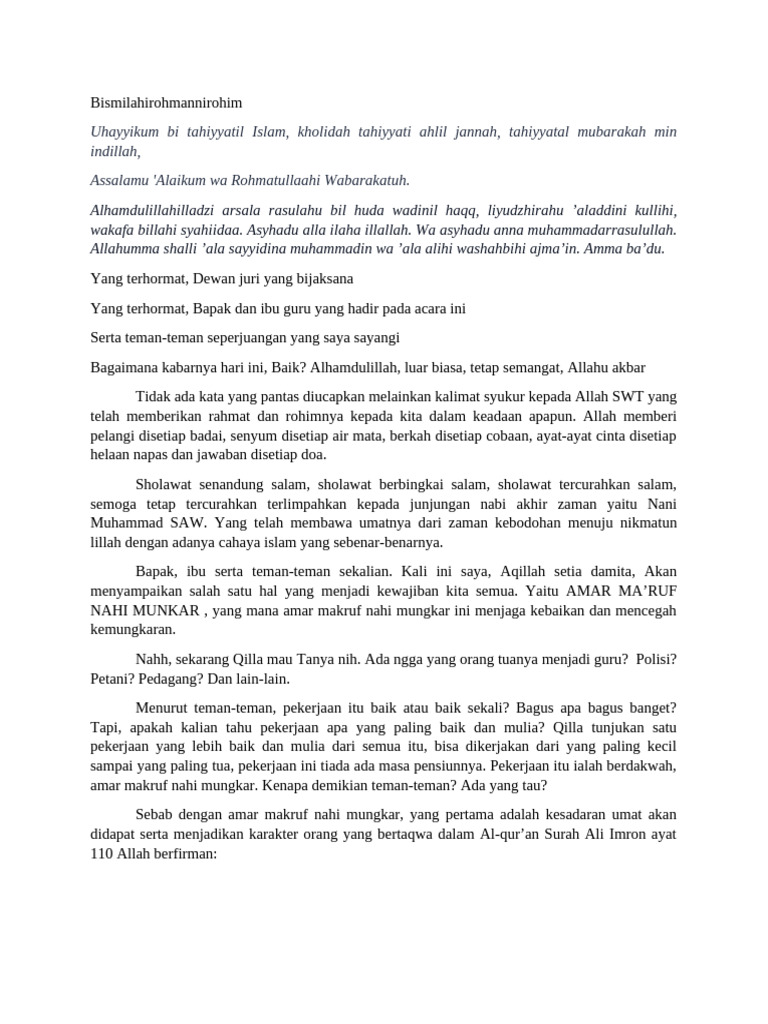 Teks Khitobah Mapsi | PDF