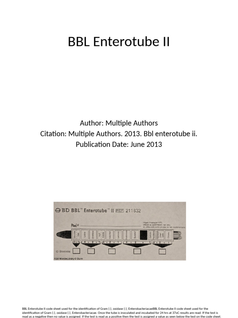 BBL Enterotube II | PDF | Bacteria | Gram Negative Bacteria