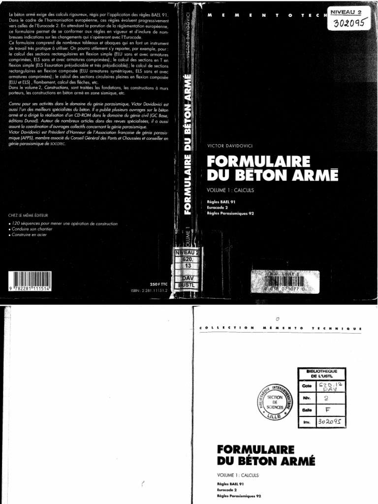 Formulaire Du Béton Armé (Volume 1 - Calculs) | PDF