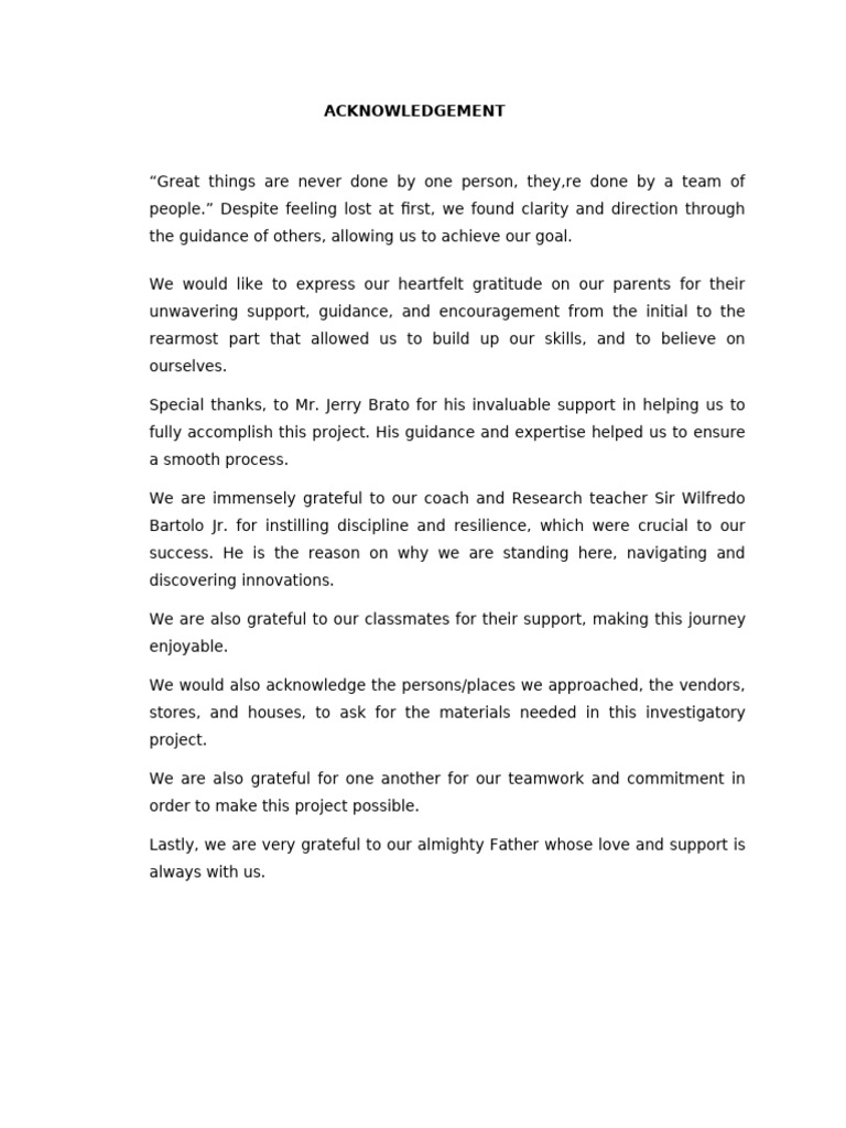 Project Acknowledgements | PDF