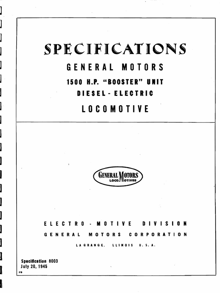 EMD F3 "Booster" Locomotive Specs | PDF | Locomotives | Rail Transport