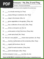 He, She, It, They Worksheet for Grade 1 | PDF