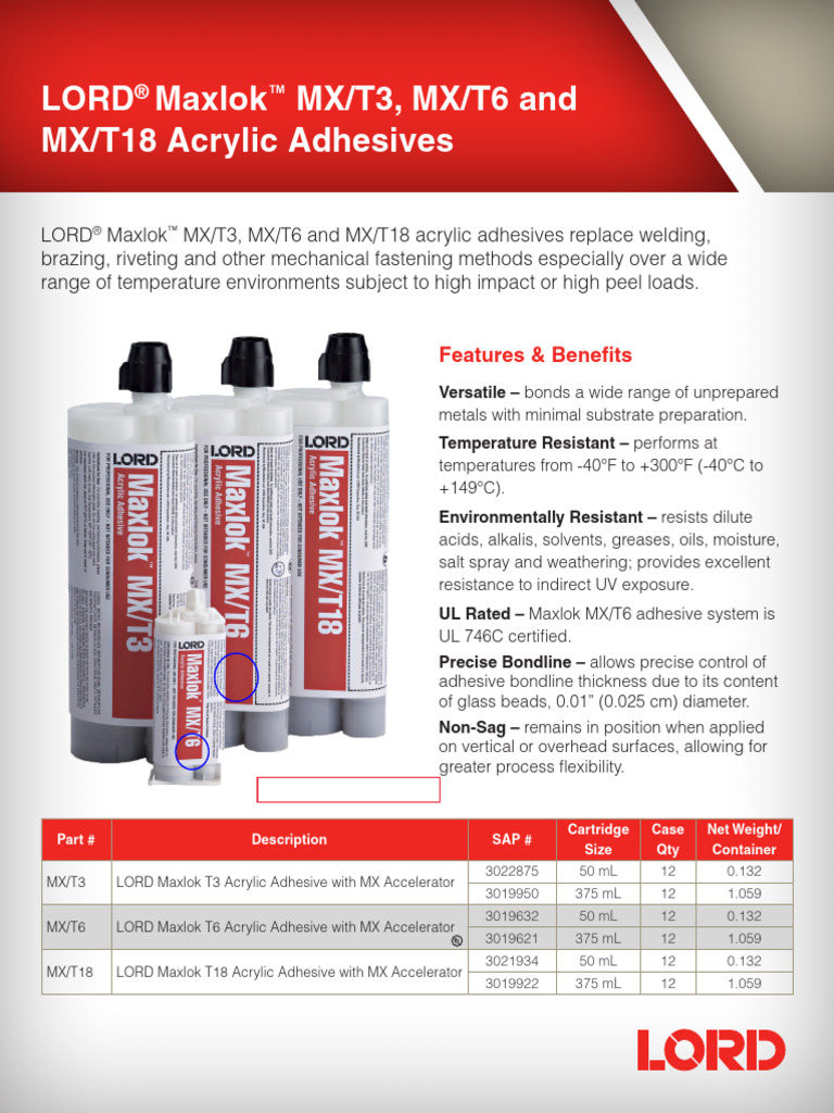 Product Brochure - LORD Maxlok MX T3 MX T6 MX T18 - PB3083 | PDF ...