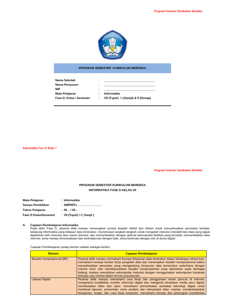 PROMES Kurikulum Merdeka | PDF